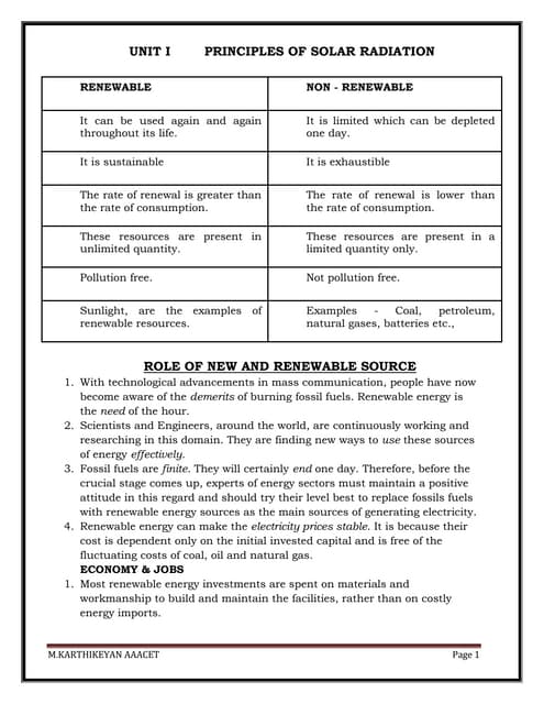 Oro551 res- unit 1 - extra terrestrial and terrestrial solar radiation | PPTX