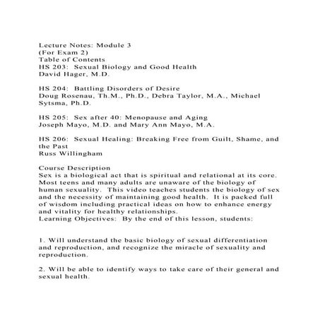 Lecture Notes Module 3(For Exam 2)Table of ContentsHS 203 .docx