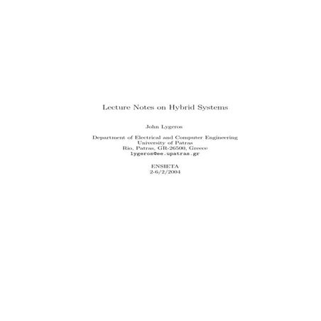 Lecture Notes On Hybrid Systems Pdf Programming Languages Computing