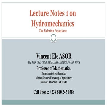 Lecture Notes on Hydromechanics - Eulerian Equations.pptx