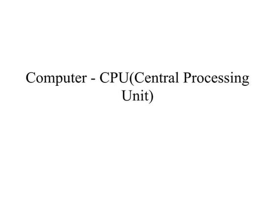 Cpu Central Processing Units Ppt 1099