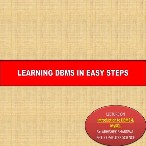 Lecture On Dbms And Mysqlpdf V C Ppt 8256