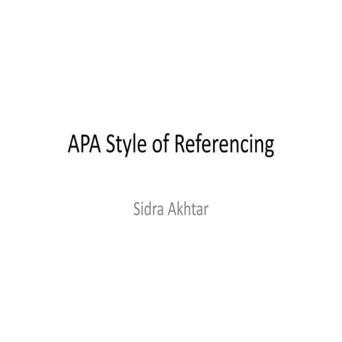 Reference - APA Style | PPT