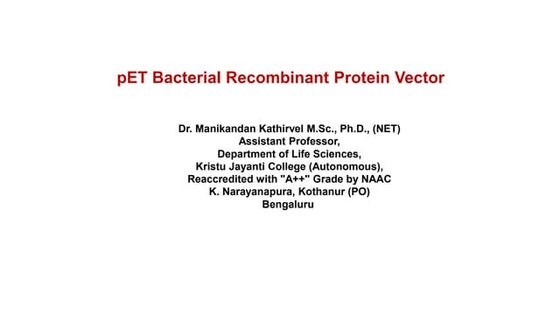 Lecture on pUC18 vector | PDF