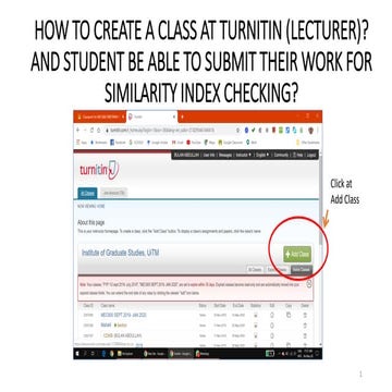Lecturer How to create class & assignment - turnitin | PPT