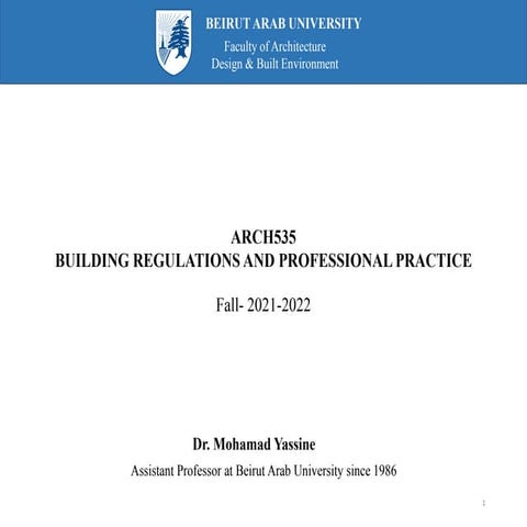 Lectures 1& 2 overview of building regulations & oea | PDF