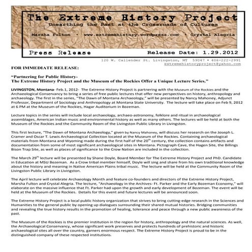 The Extreme History Project Partners with the Museum of the Rockies and ...