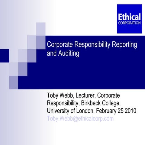 Corporate Responsibility Reporting And Auditing Lecture (1) | PPT