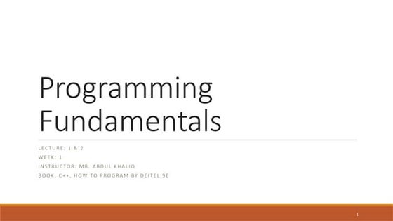 Computer Programming Lecture 1 Ppt Programming Languages Computing 4843