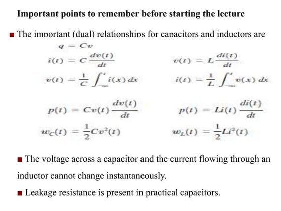 Initial Conditions of Resistor, Inductor & Capacitor | PPT | Physics | Science