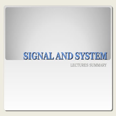 Lectures summary | PPT