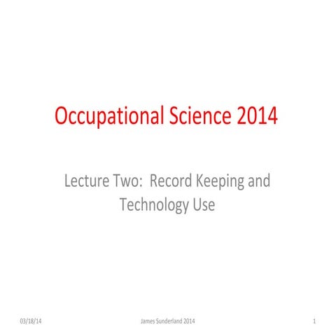 Lecture two occ science | PPT | Arts and Crafts | Hobbies & Interests