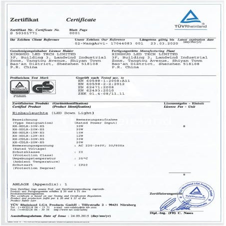 Led downlight tuv gs certification | PDF