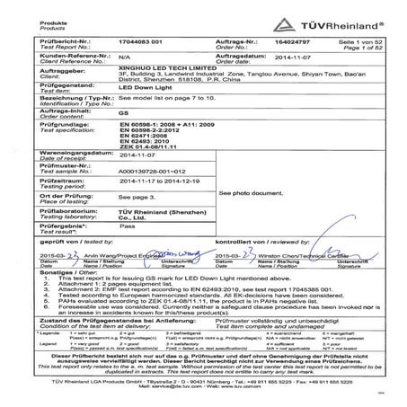 Led downlight tuv gs test report | PDF