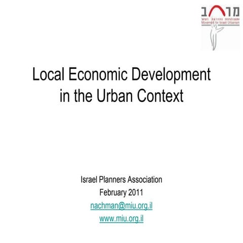 Local Economic Development in the urban context | PPT