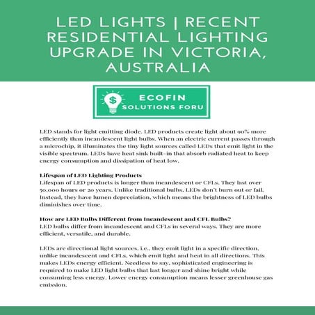 Led lights recent residential lighting upgrade in australia, victoria | PDF | Indoor ...