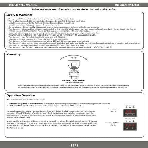 Led linear wall washers indoor - installation guide | PDF