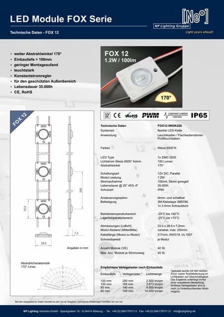 NP Lighting - Uebersicht Kantenstrahler LED Module (Edge Lighting LED ...