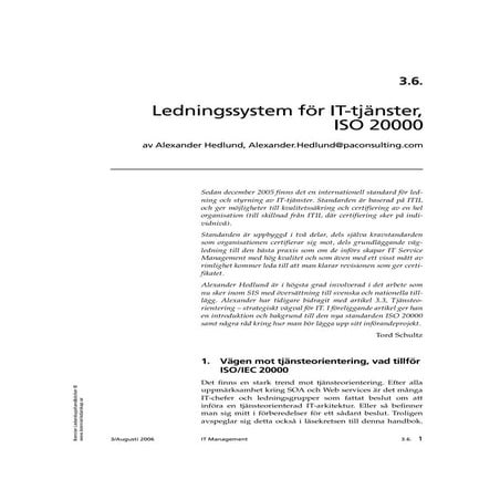 Ledningssystem för IT-tjänster ISO/IEC 20000 | PDF