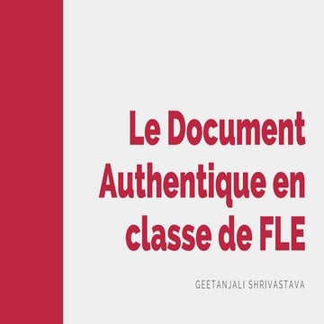 Le document authentique en classe de FLE