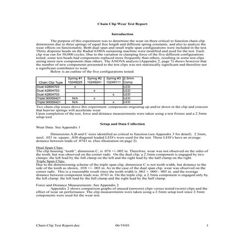 Led radial insertion machine chain clip test report | PDF