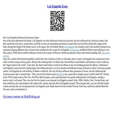 Led Zeppelin Essay | PDF