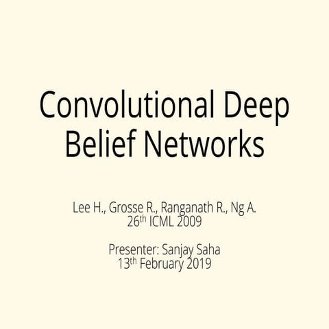 Convolutional Deep Belief Nets By Lee H 2009 Ppt Free Download