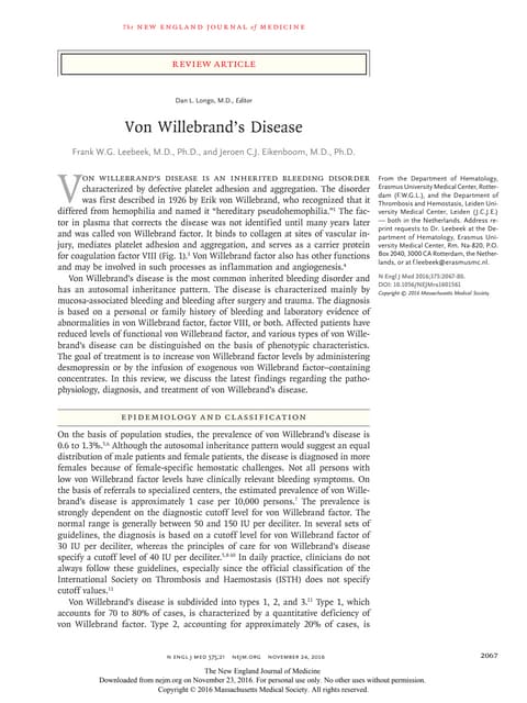 Von willebrand disease | PPTX | Pregnancy | Reproductive Health