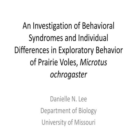 An investigation of behavioral syndromes and individual differences in ...