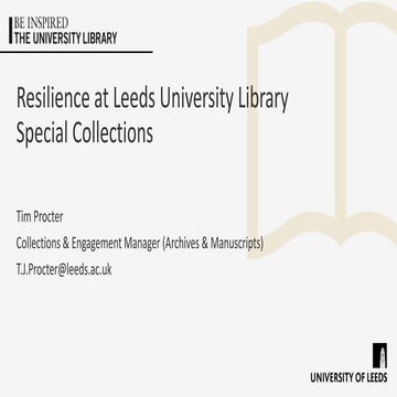 Tim Procter (University of Leeds) - Resilience at Leeds University ...