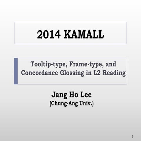 Tooltip-type, Frame-type, and Concordance Glossing in L2 Reading | PPT