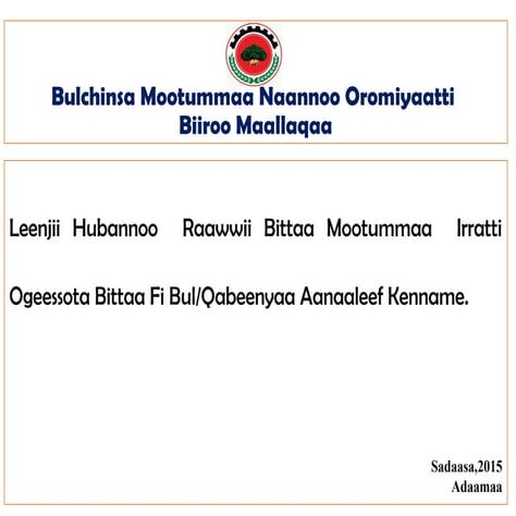 Tumaalee Ijoo Seera Bittaa Mootummaa.ppt