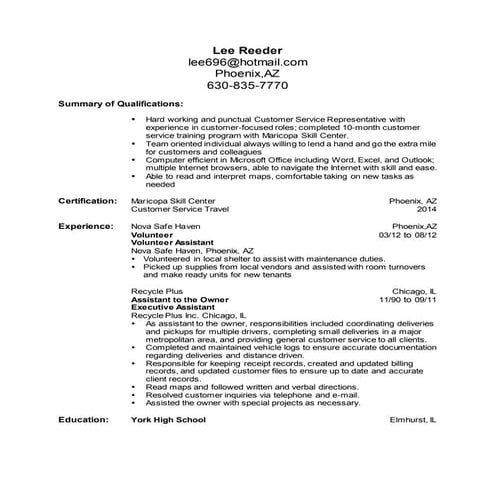 Lee Reeder Resume | PDF