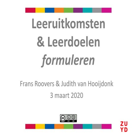 Leeruitkomsten en leerdoelen formuleren | PDF