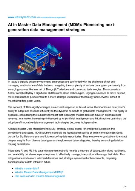 An Overview of Master Data Management Architecture | PDF