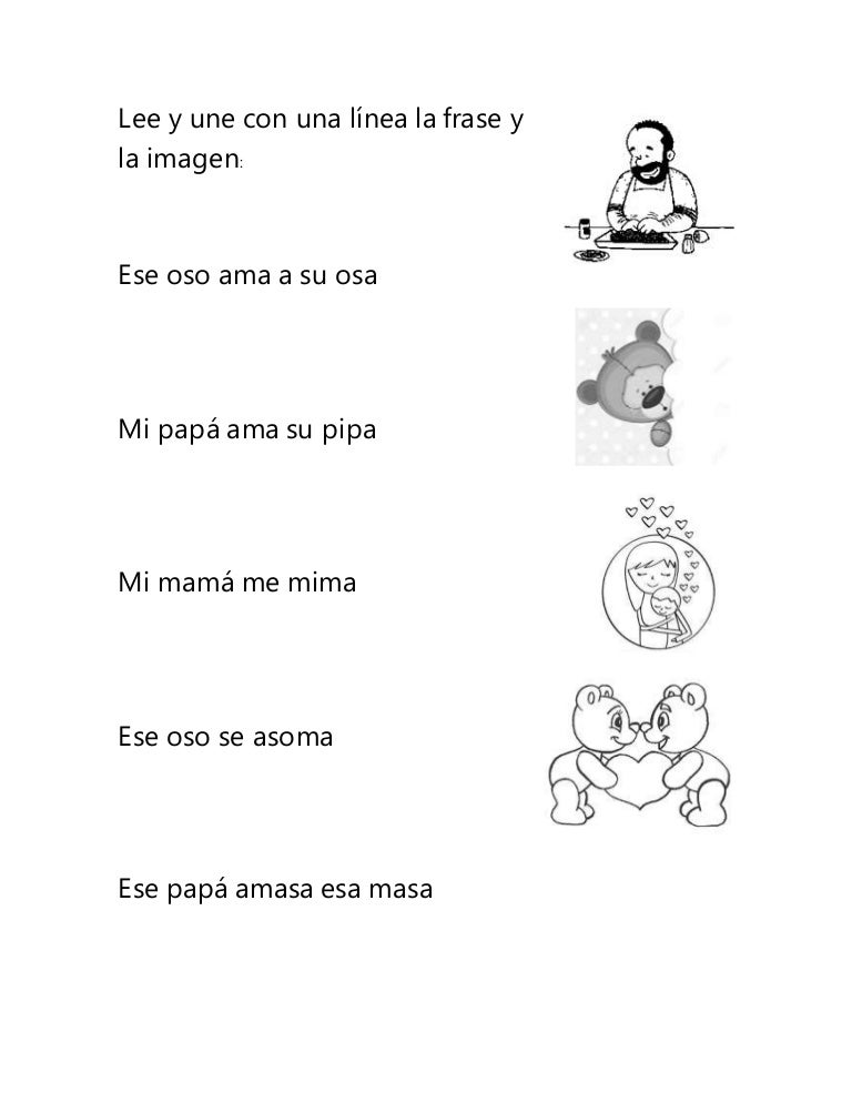 Lee y une con una línea la frase y la imagen