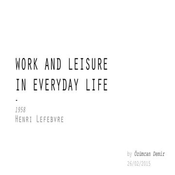 Work and Leisure in Everyday Life | PDF