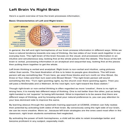 Left brain vs right brain | PDF