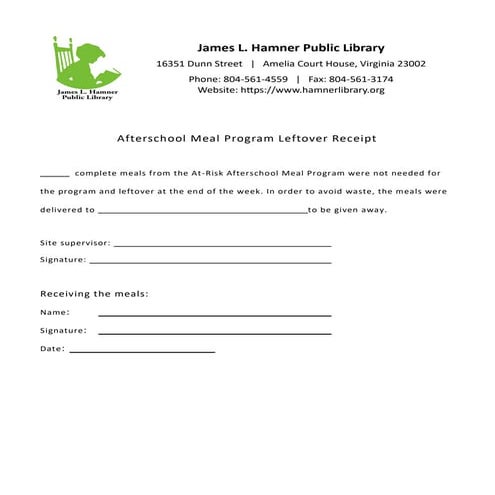 Big Talk From Small Libraries 2024: Afterschool Meals Program: Leftover ...