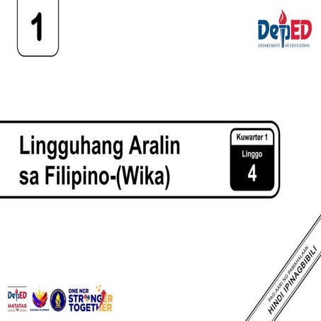 Lesson exemplar for grade one language q1 week 4 | PDF