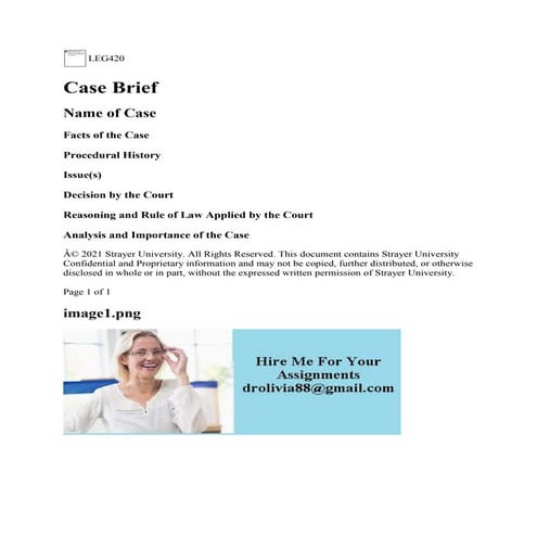 LEG420Case BriefName of CaseFacts of the CaseProcedural HistoryIssue(s.docx