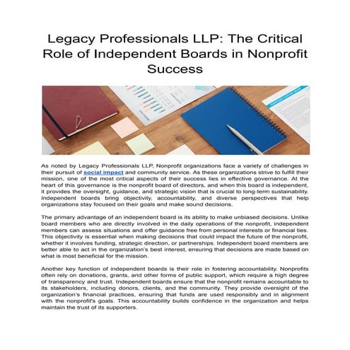 Legacy Professionals LLP_ The Critical Role of Independent Boards in ...