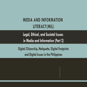 Media and Information Literacy (MIL) - Digital Citizenship, Netiquette ...