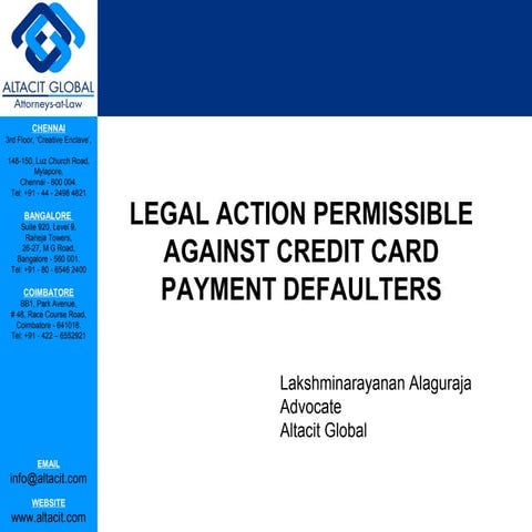 Legal action agaisnt credit card defaulters | PPT