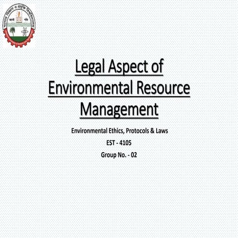 Legal aspect of environmental resource management | PPTX