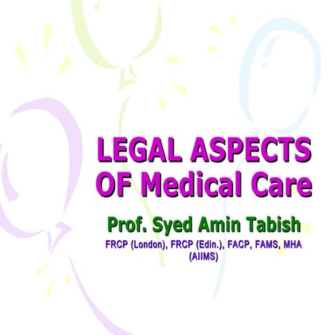 Legal aspects of med prac | PPT