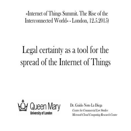 Legal certainty as a tool for the spread of the internet of things | PPT