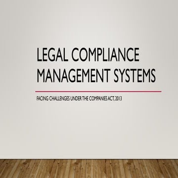 Legal Compliance Management Systems - Companies Act, 2013 | PDF