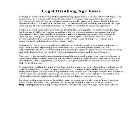 Legal Drinking Age Essay | PDF