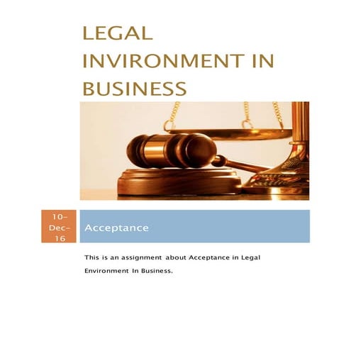 An Assignment on Legal environment in business | DOCX
